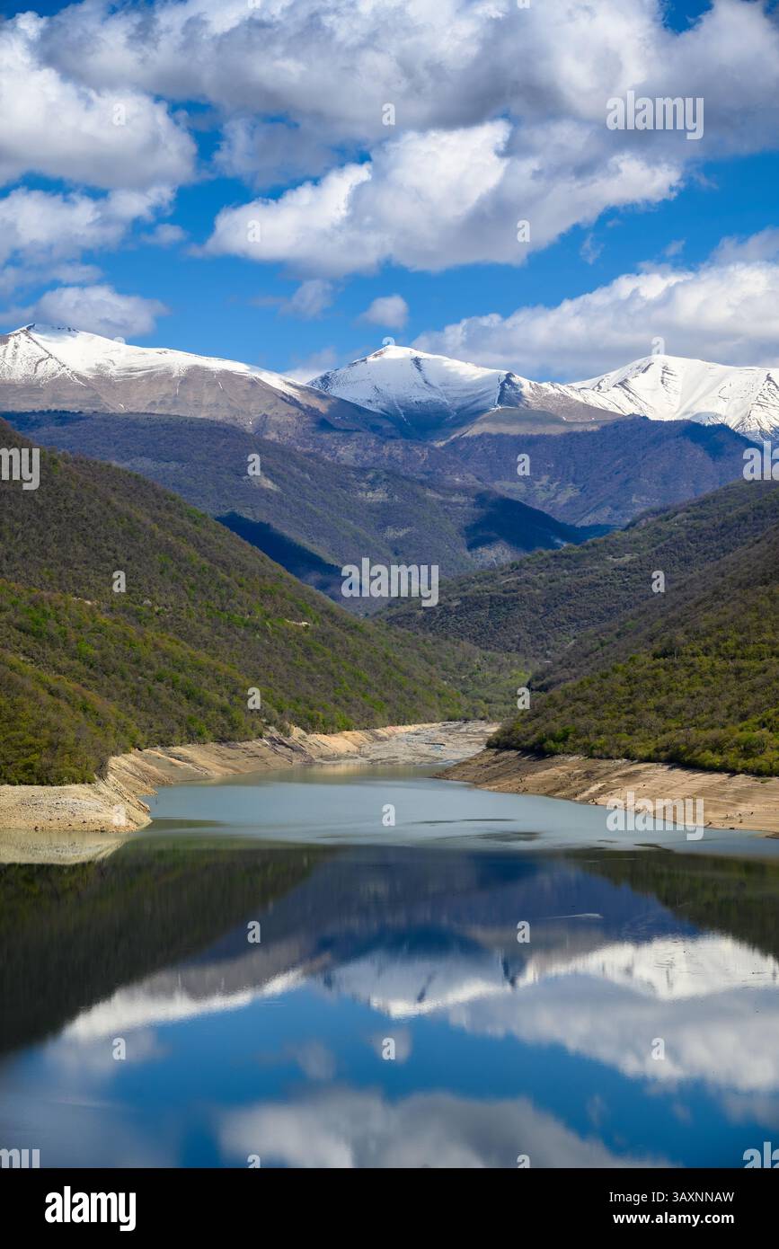 Zhinvali Water Reservoir artificial lake on the river Aragvi on ...