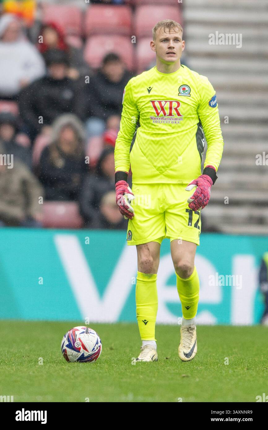 Sunderland on Monday 21st April 2025. Blackburn Rovers Goalkeeper ...