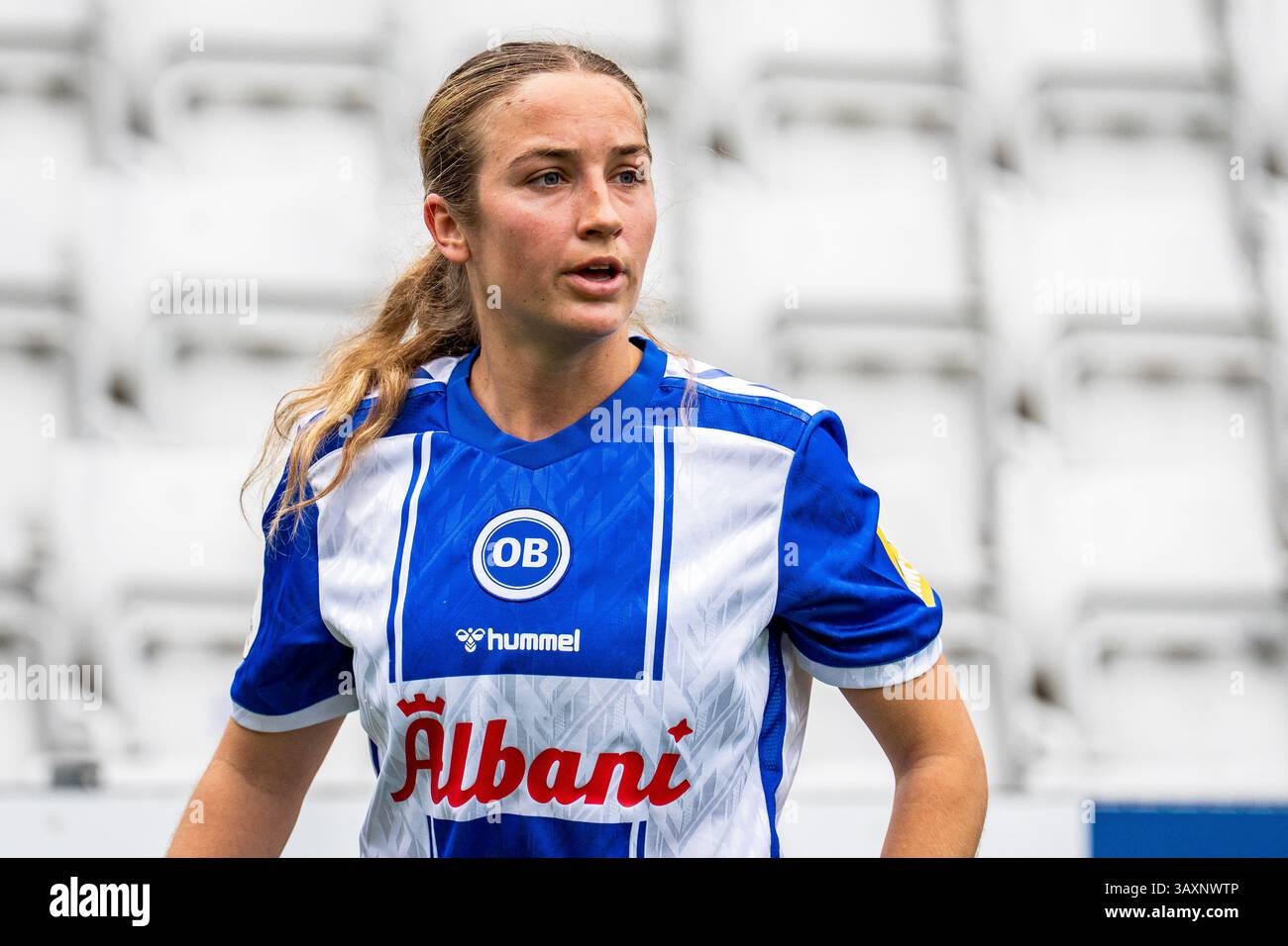Odense, Denmark. 21st Apr, 2025. Anna Bout (15) of OB Q seen during the ...