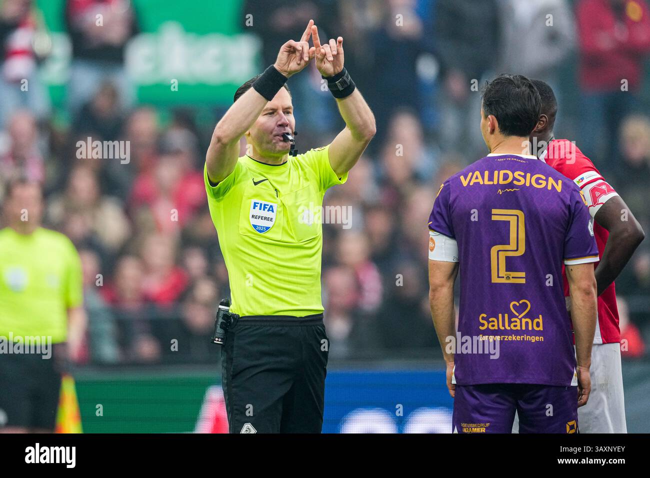 ROTTERDAM, NETHERLANDS - APRIL 21: referee Danny Makkelie checking the ...