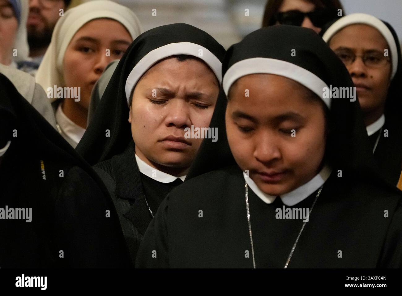 Nuns attend a Mass for the late Pope Francis, at the St. John Lateran ...