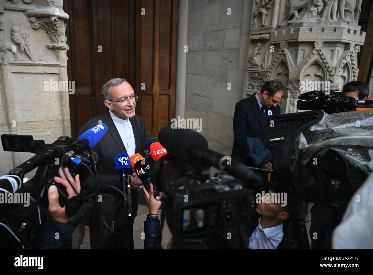 Paris, France. 21st Apr, 2025. Mgr Olivier Ribadeau Dumas, Rector ...
