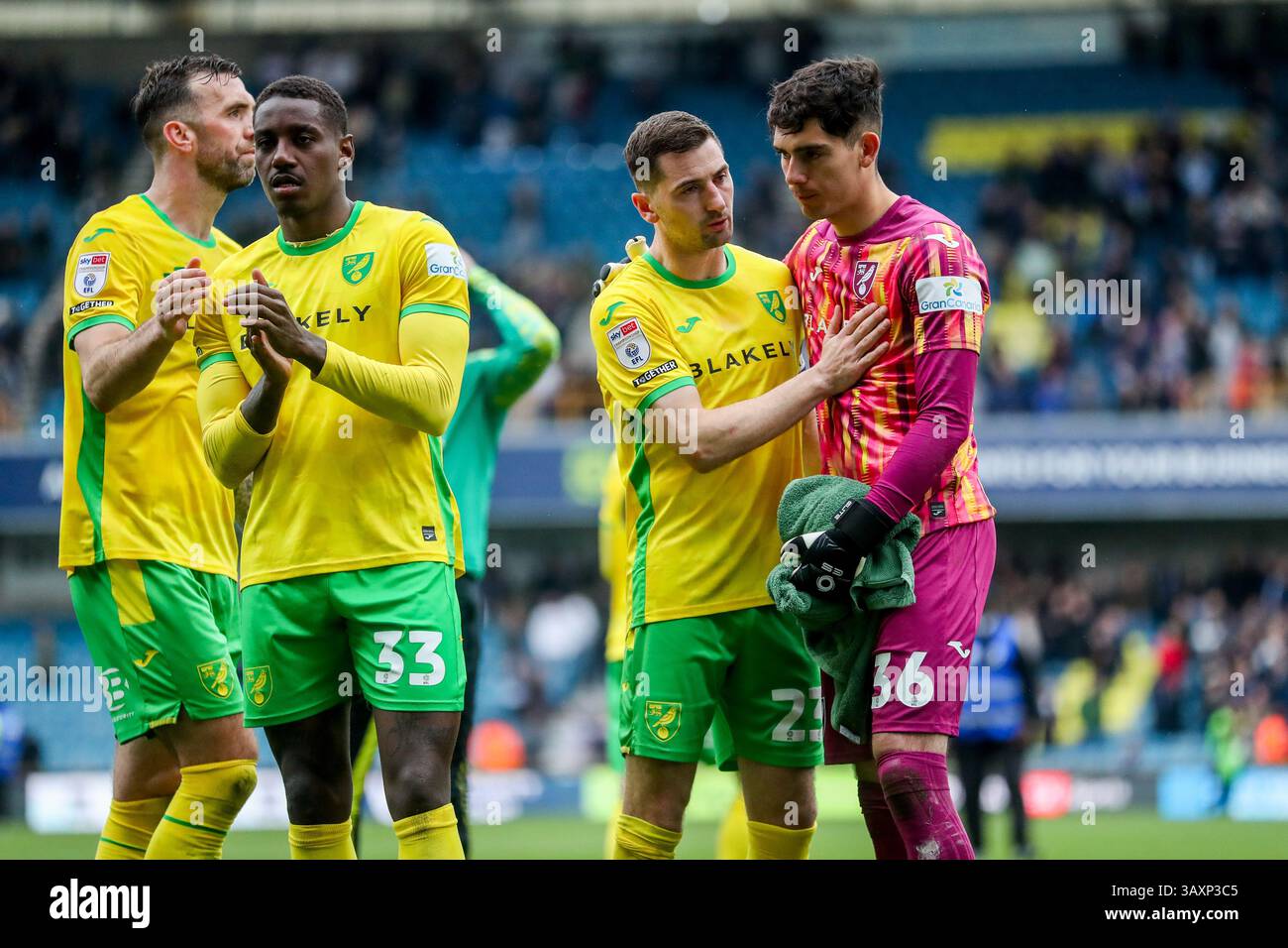 London, UK. 21st Apr, 2025. Kenny McLean of Norwich City acknowledges Vicente Reyes after the ...