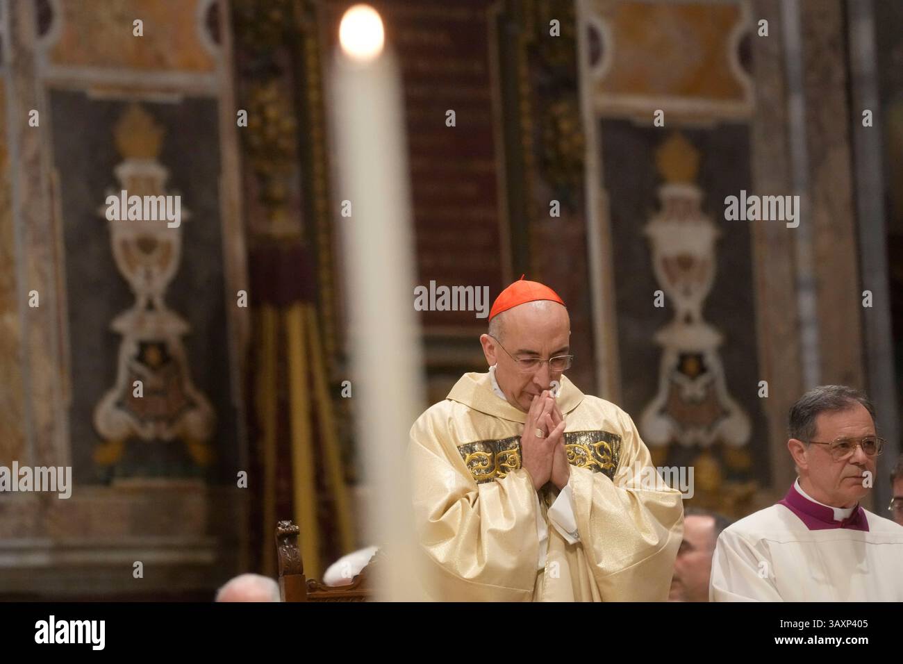 Cardinal Baldassare Reina celebrates Mass for the late Pope Francis, at ...
