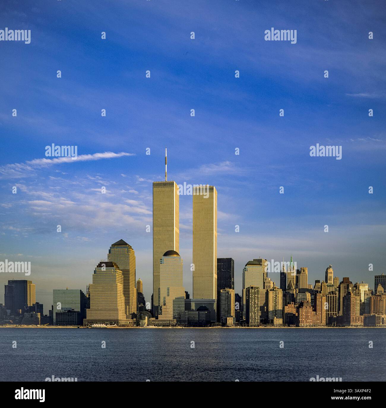 New York, vintage 1990s, lower Manhattan skyline, WTC World Trade ...