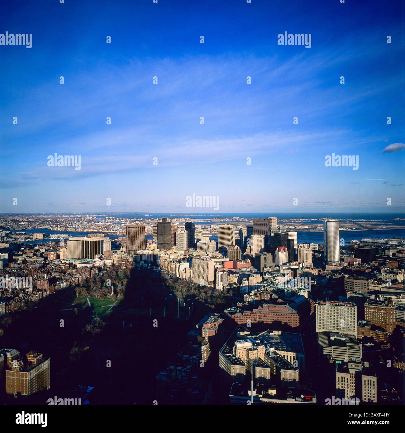 Boston, vintage 1990s, downtown view from John Hancock tower's ...