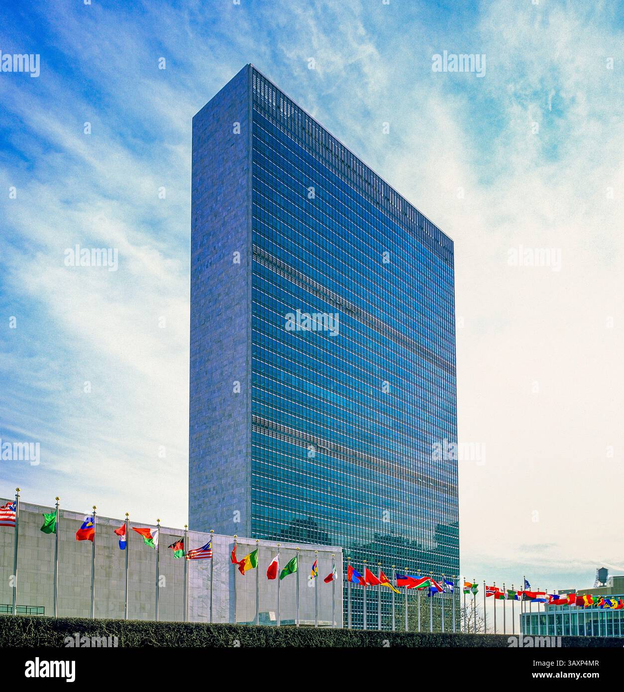 New York, vintage 1990s, general secretariat building, headquarters of ...