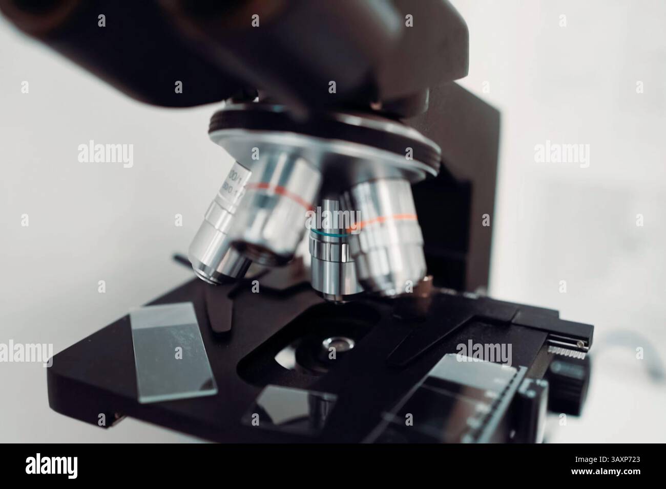 Optical microscope with interchangeable lenses. microscopic ...