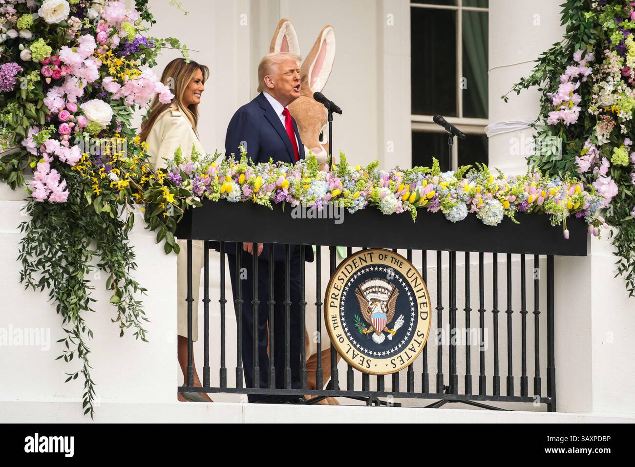 First Lady Melania Trump and President Donald Trump are joined by a ...