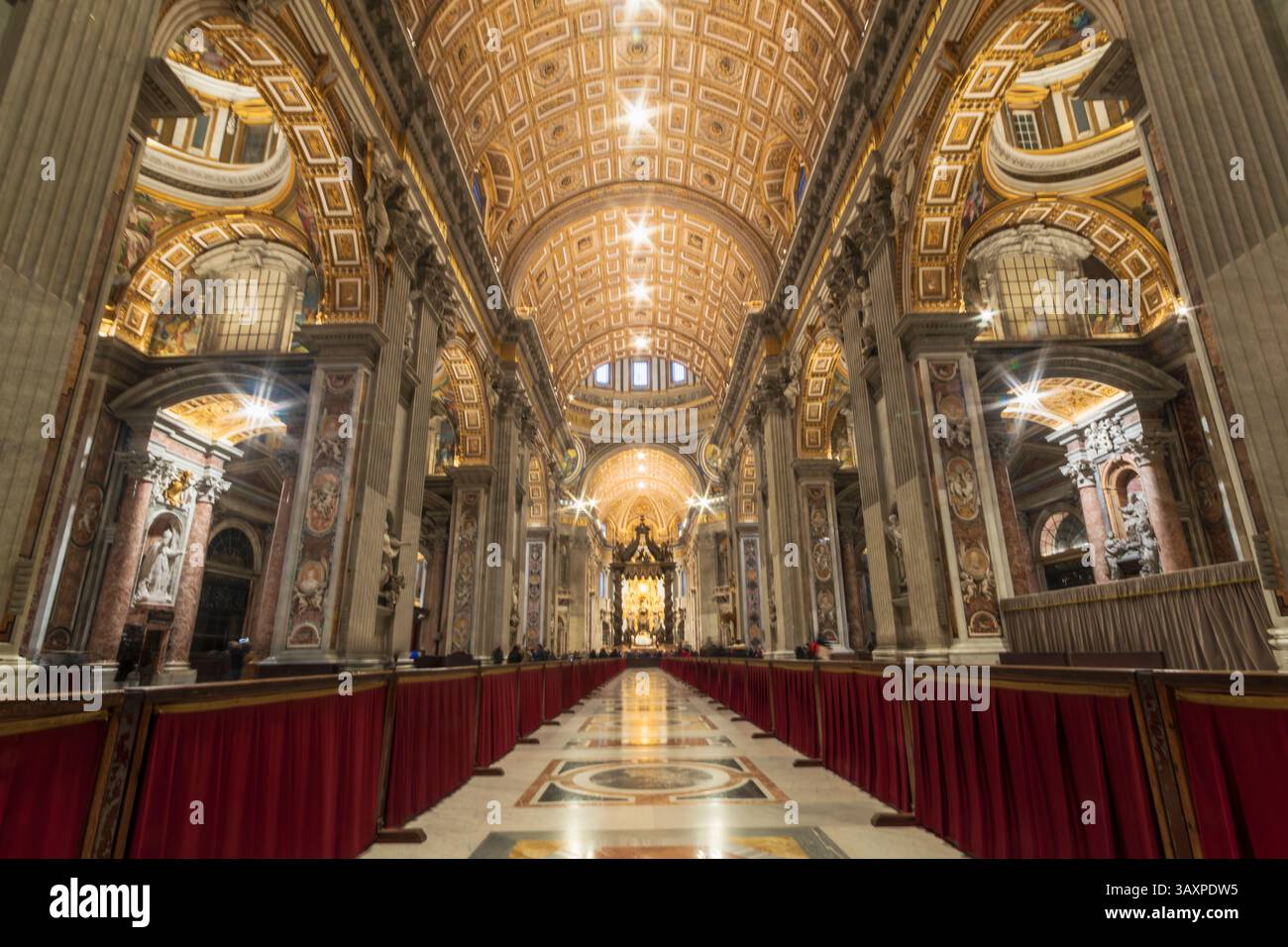 Inside view of the Saint Peter Basilica in the Vatican City in Rome ...