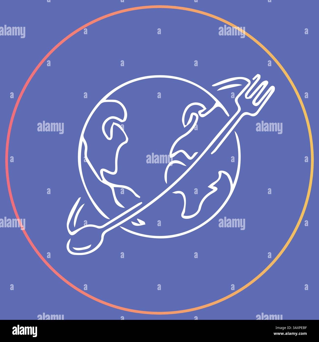 World Cooking Logo with Spoon and Fork White Outline Logo Blue ...