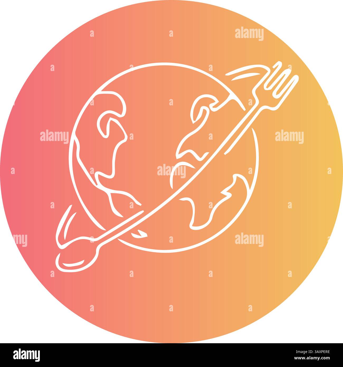 World Cooking Logo with Spoon and Fork White Outline Logo Orange ...