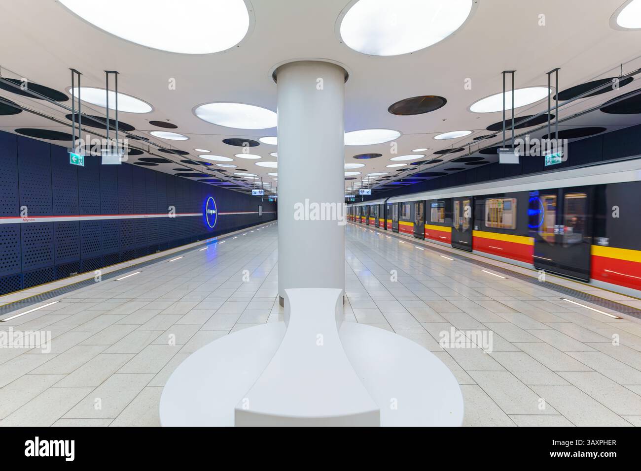 Warsaw, Poland. Mlynow metro station. Clean, reliable public transport ...