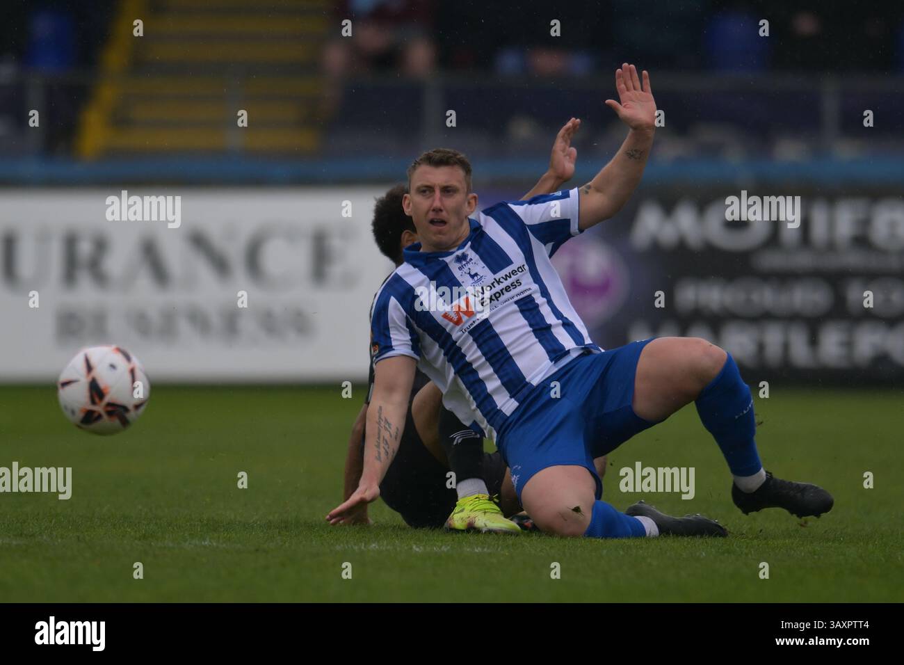 Hartlepool, UK. 21st Apr, 2025. Hartlepool United's David Ferguson ...