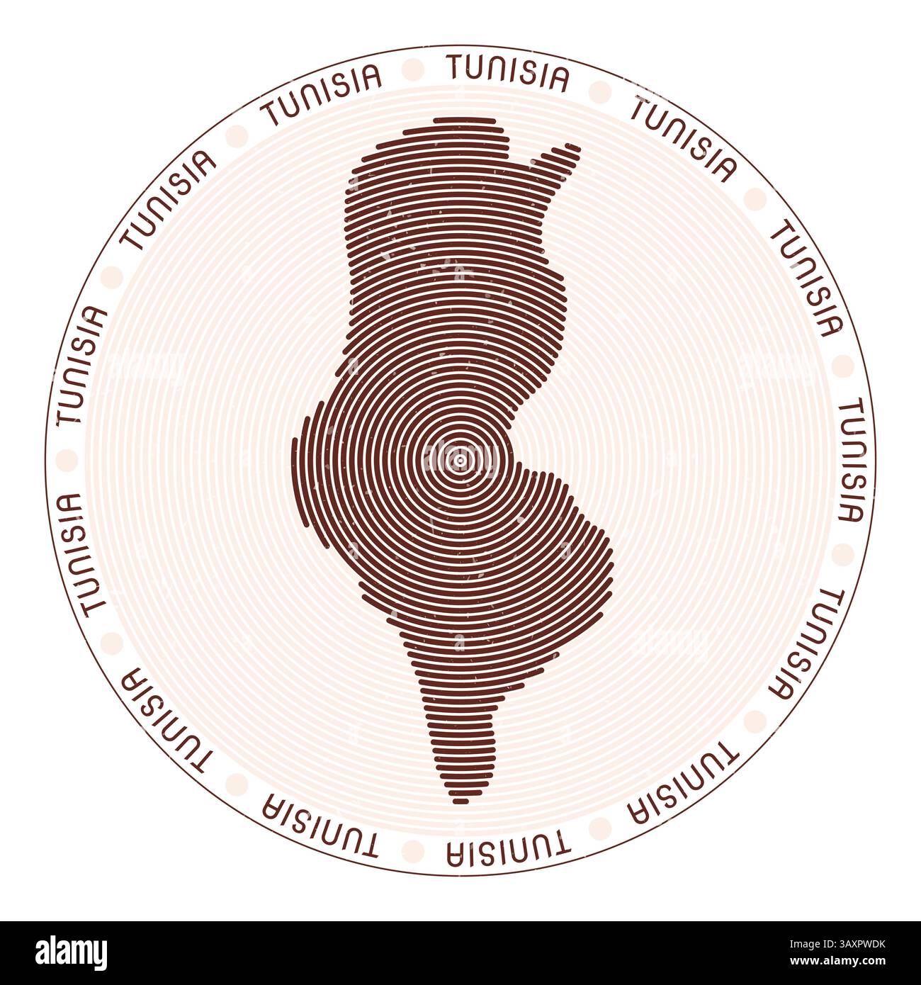 Tunisia shape radial arcs. Country round icon. Tunisia logo design ...