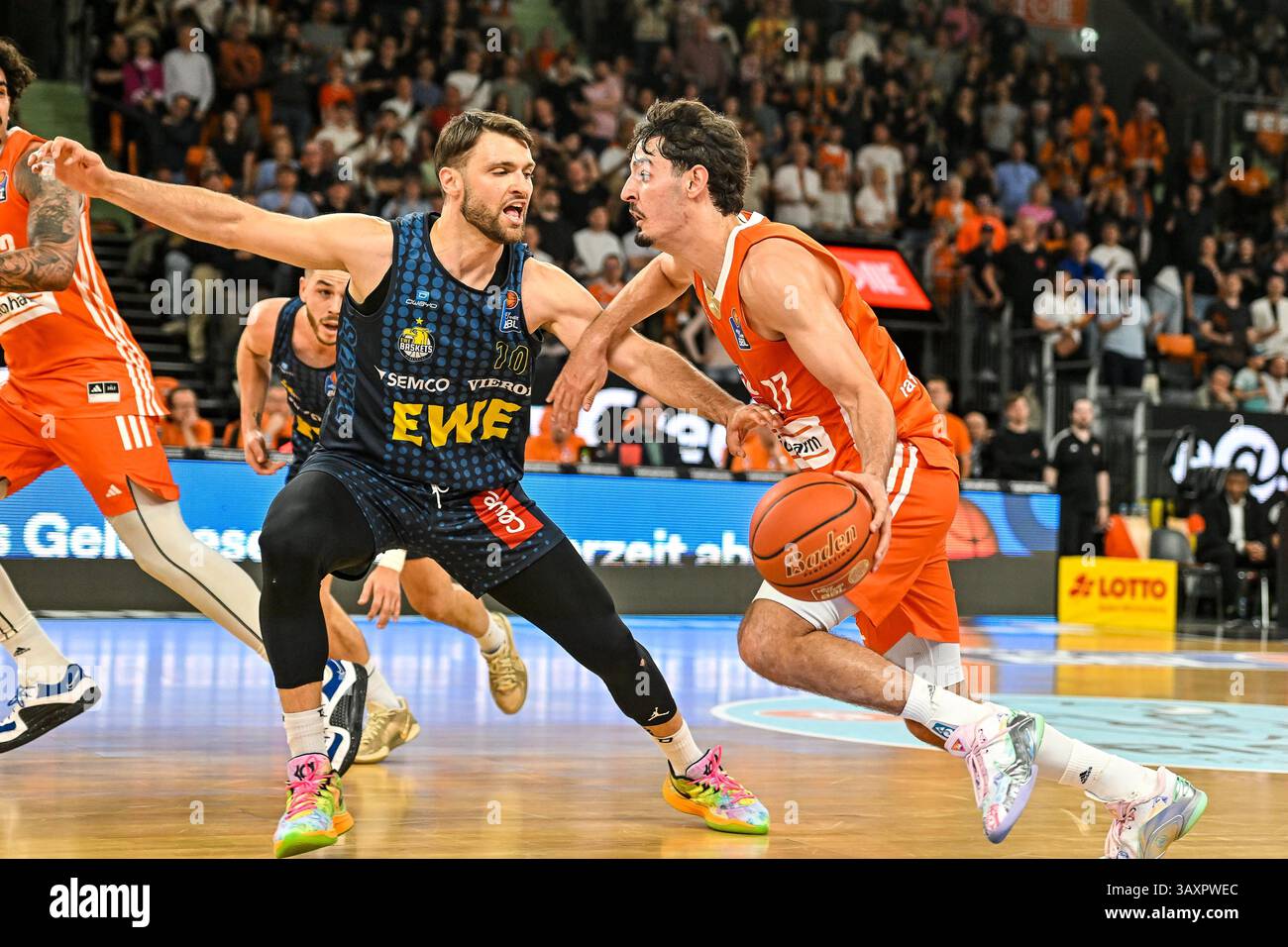 21.04.2025, ratiopharm arena, Neu-Ulm, GER, BBL, ratiopharm Ulm vs EWE ...