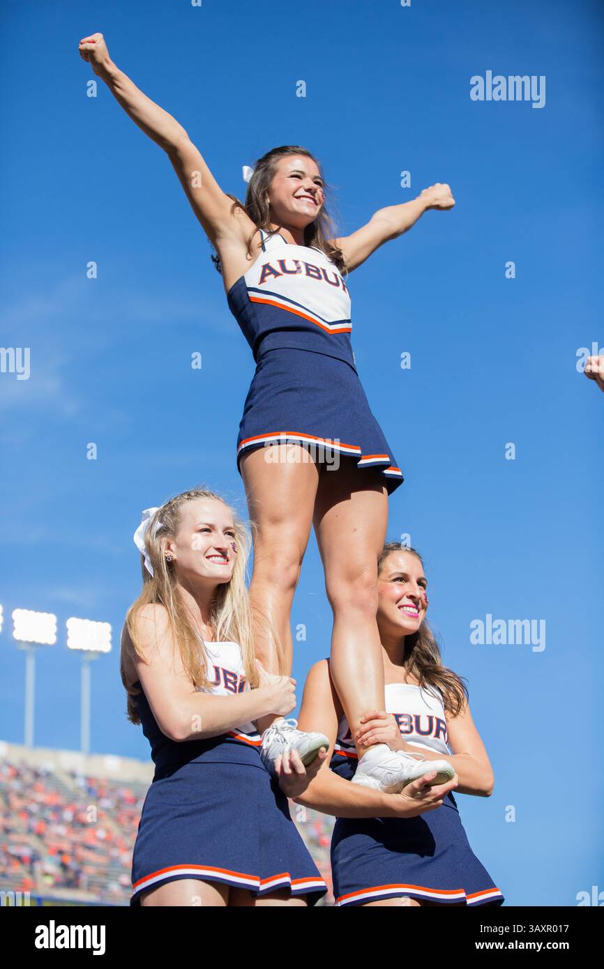 November 5, 20156: The Auburn cheerleaders form a pyramid prior to the ...