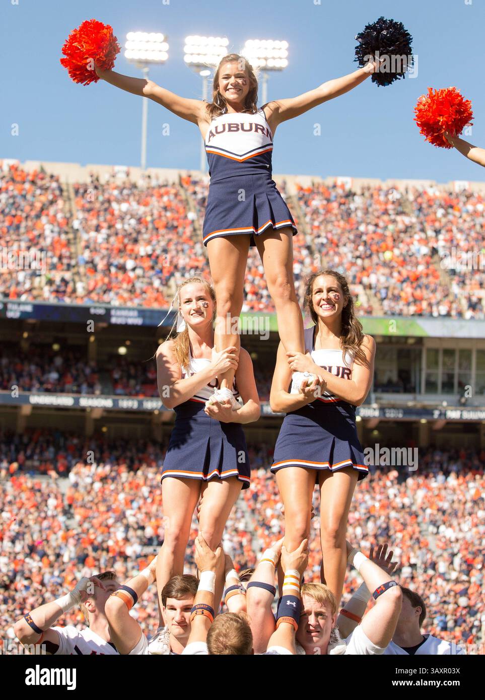 November 5, 20156: The Auburn cheerleaders execute a pyramid during the ...
