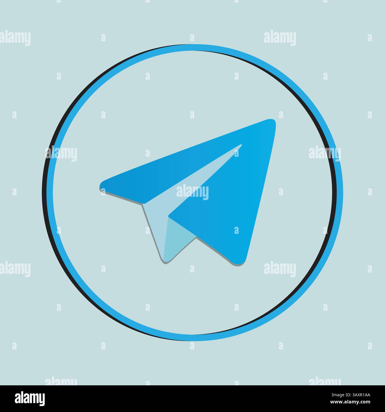 Blue telegram icons. Social media logo. Line art and flat style ...