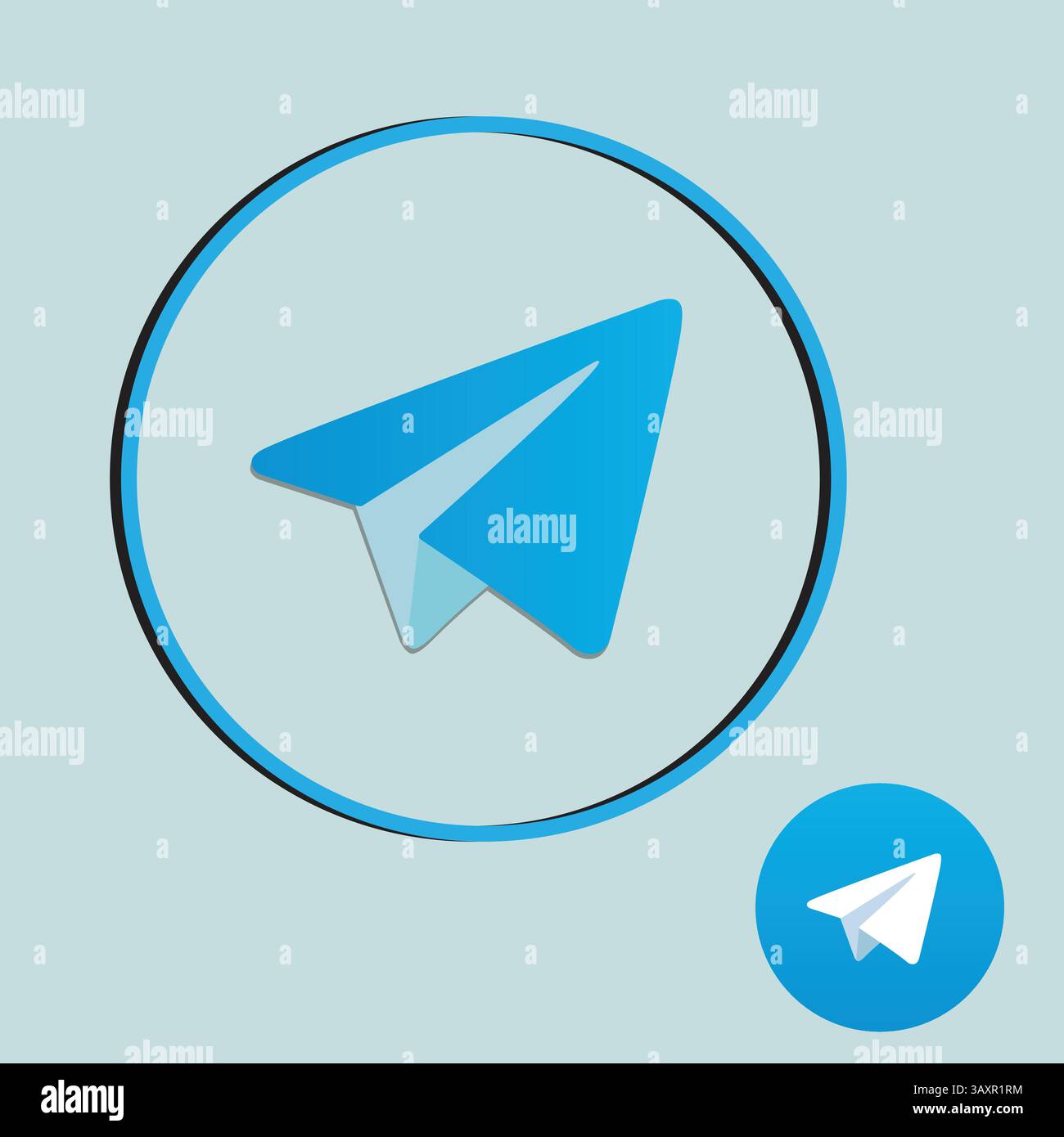 Blue telegram icons. Social media logo. Line art and flat style ...