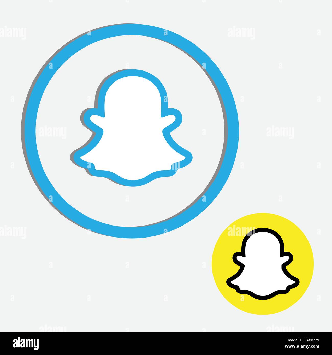 Snapchat icons. Social media logo. Line art and flat style isolated ...