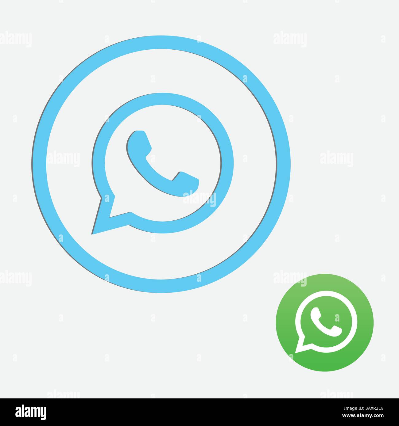 Blue icon WhatsApp, popular social media button icon, instant messenger ...