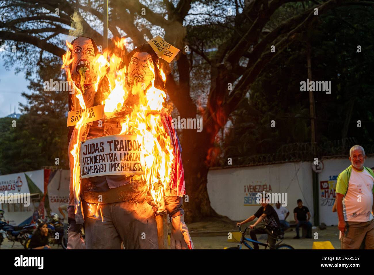 Traditional burning of Judas, on Easter Sunday, during Holy Week in the ...