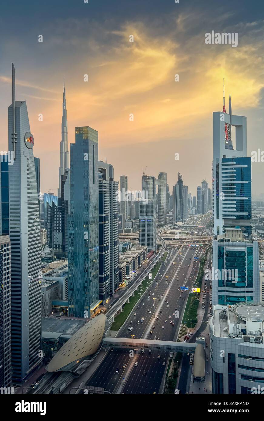 The vibrant skyline of Dubai, showcasing a mix of modern skyscrapers ...