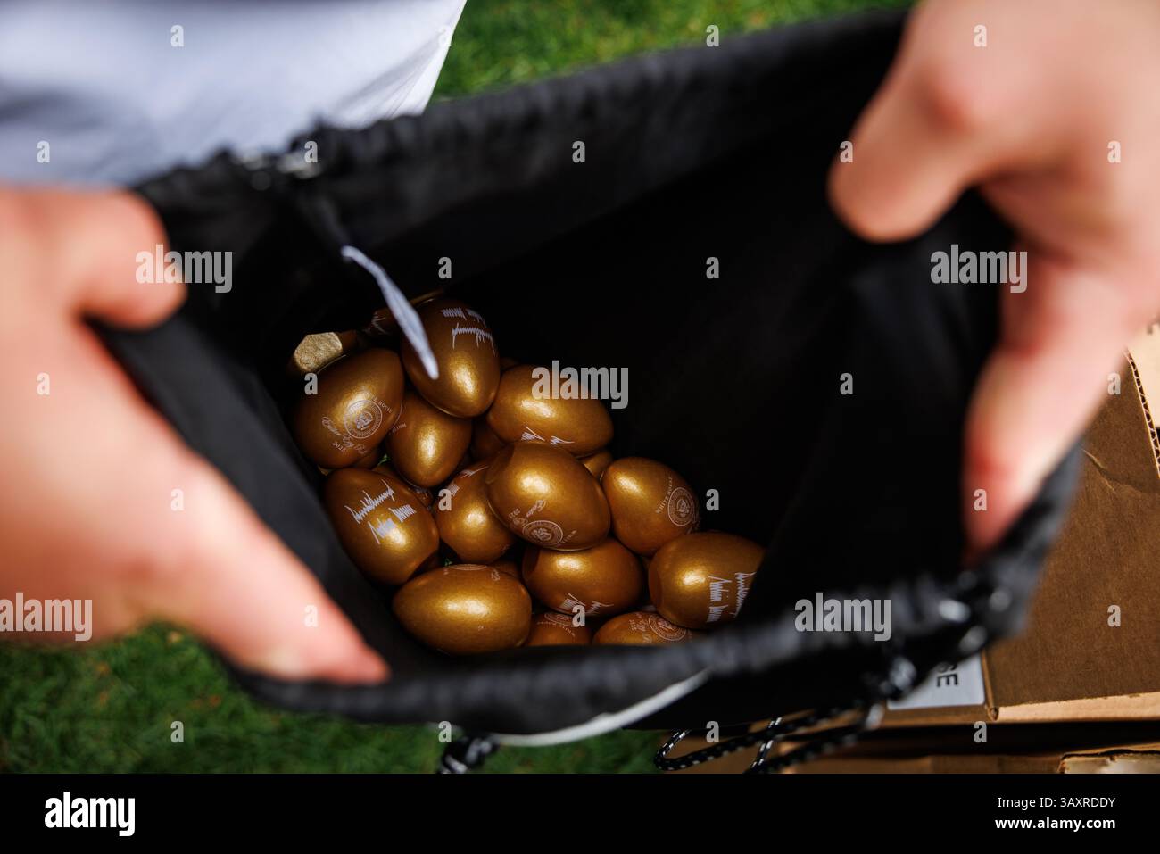 Special golden eggs are seen during a preview of the 2025 Easter Egg ...