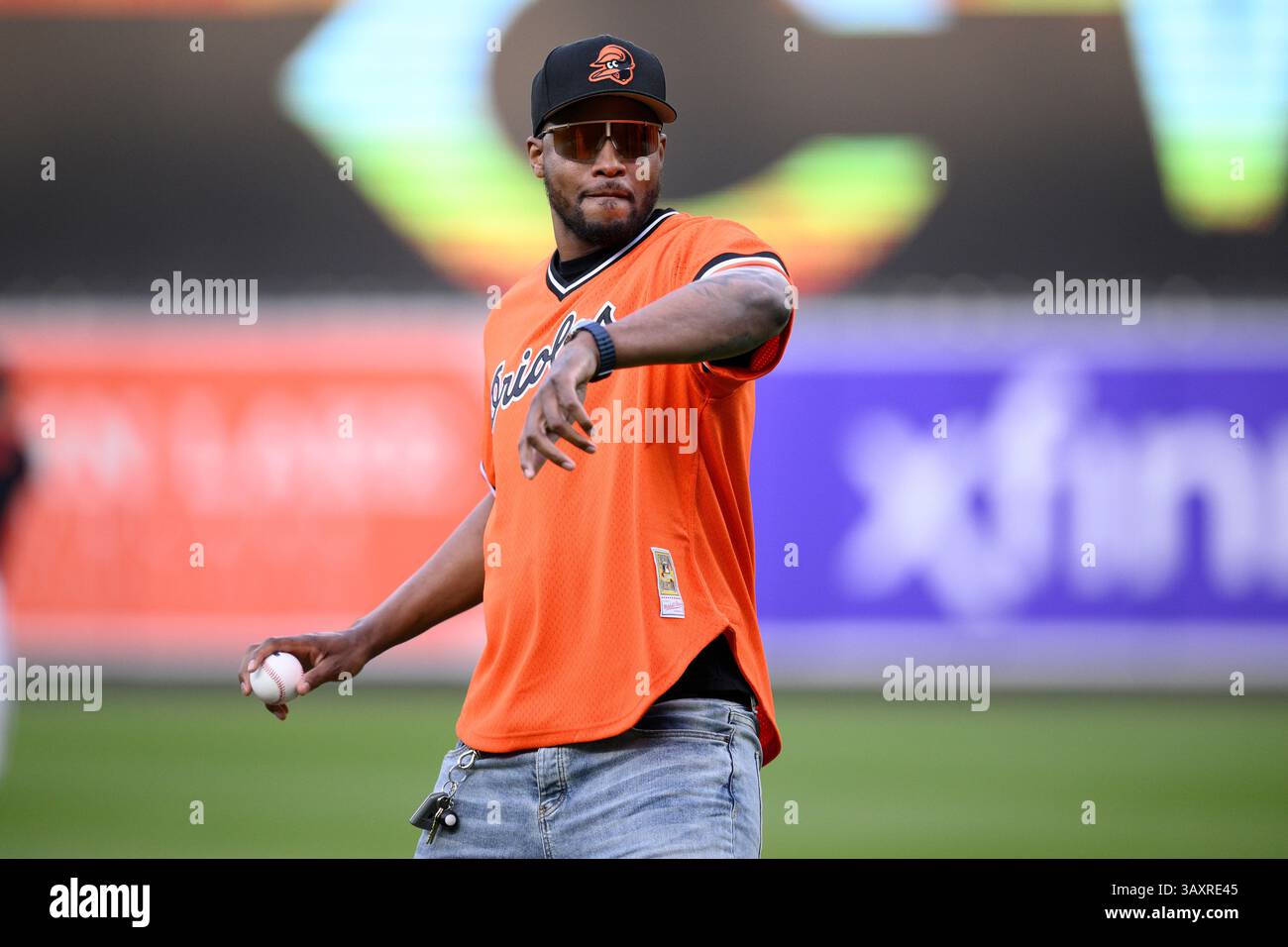 Former NBA basketball player Rudy Gay throws out a ceremonial first ...