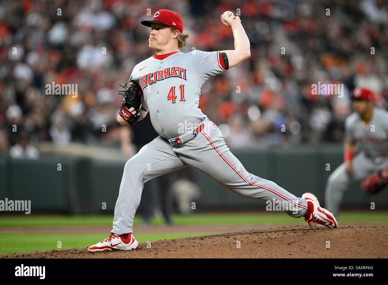 Cincinnati Reds starting pitcher Andrew Abbott (41) in action during a ...