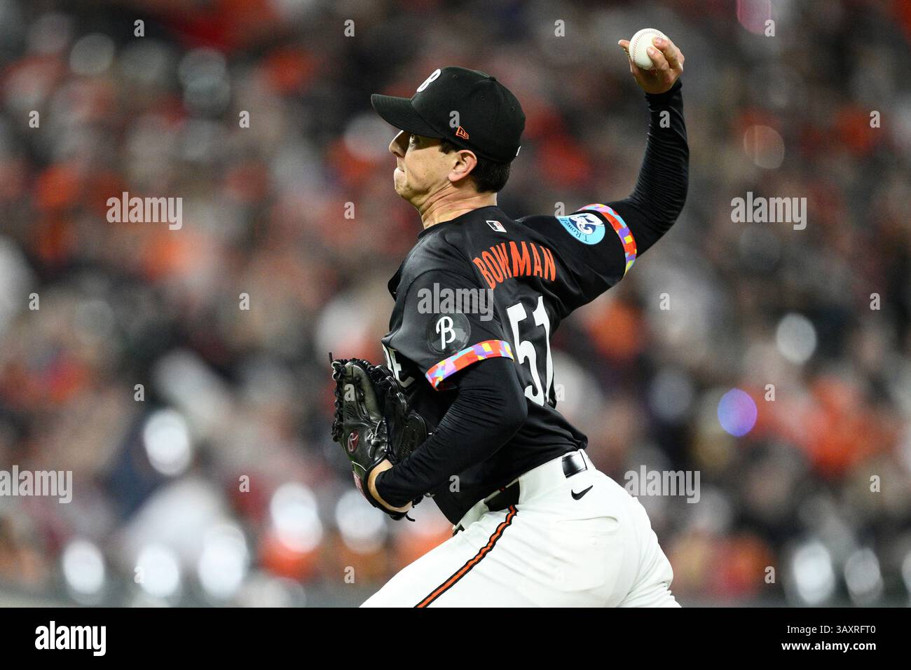Baltimore Orioles relief pitcher Matt Bowman (51) in action during a ...