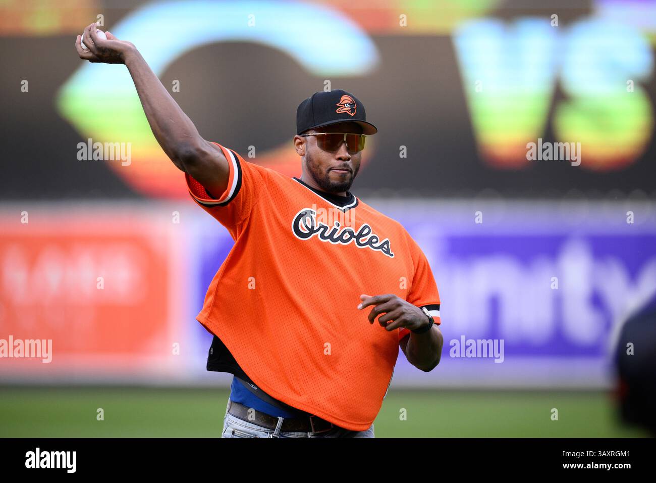 Former NBA basketball player Rudy Gay throws out a ceremonial first ...