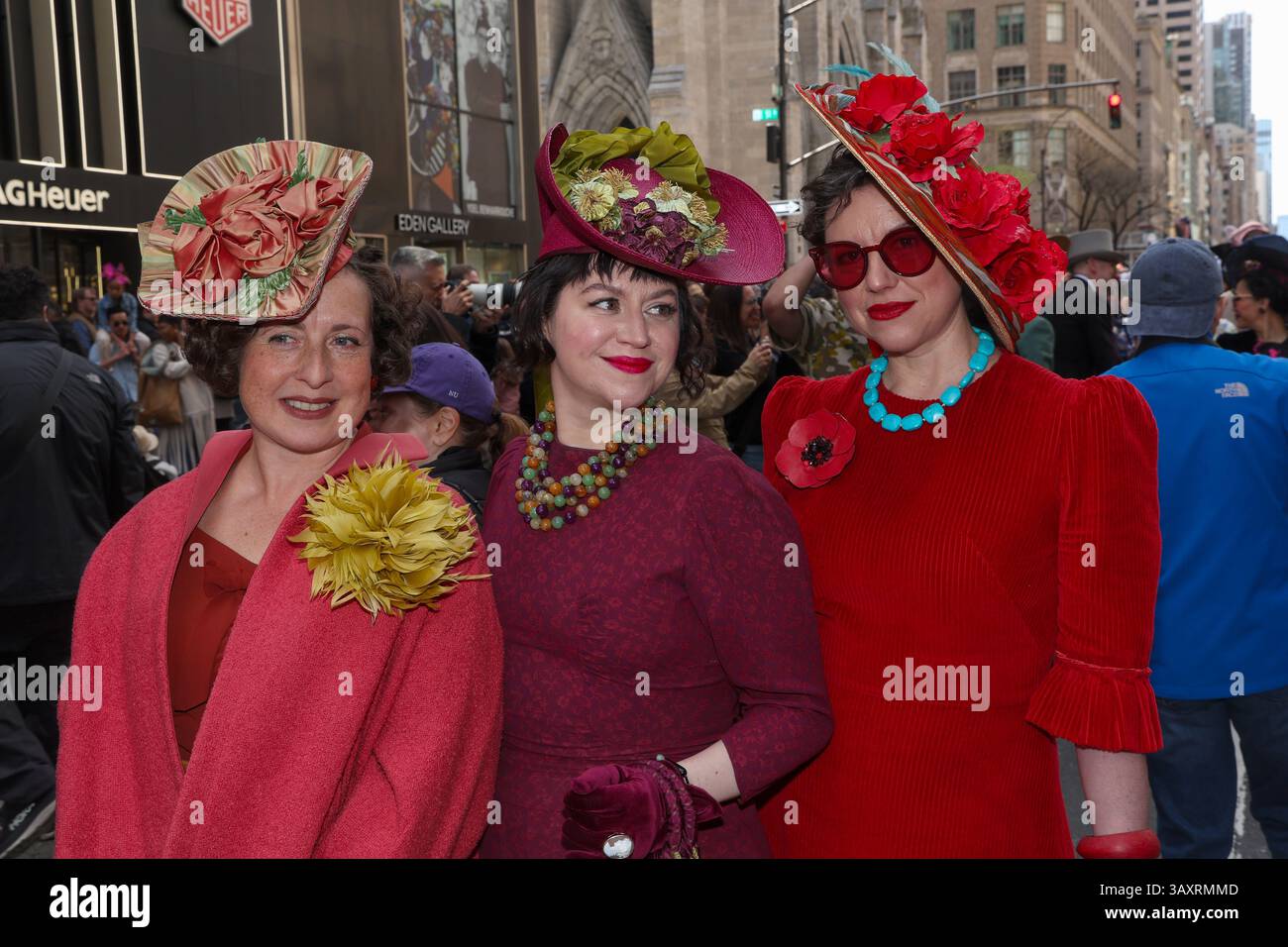 Participants show off their bonnets in front of St. Patrick’s Cathedral ...