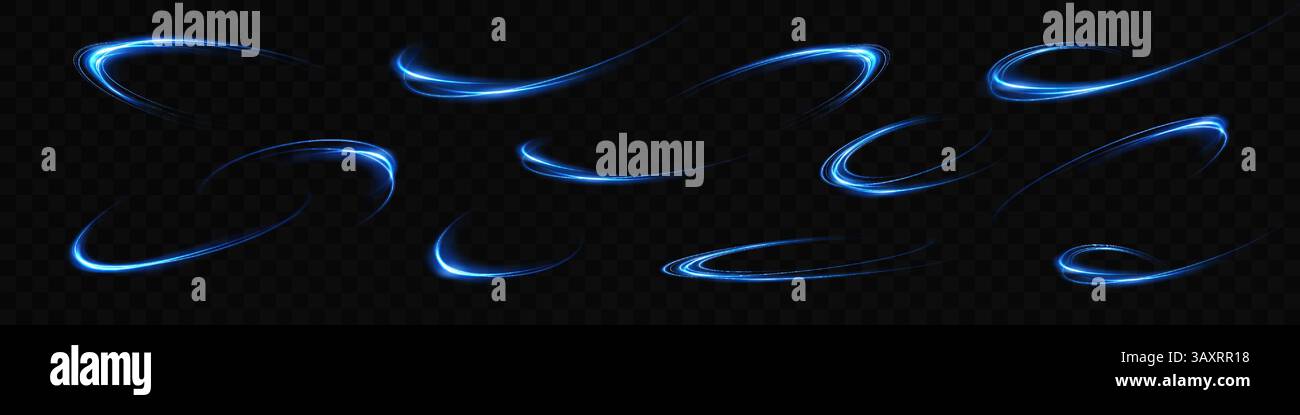 Blue Wisps Are Floating Gracefully on Black Stunning Abstract Light ...