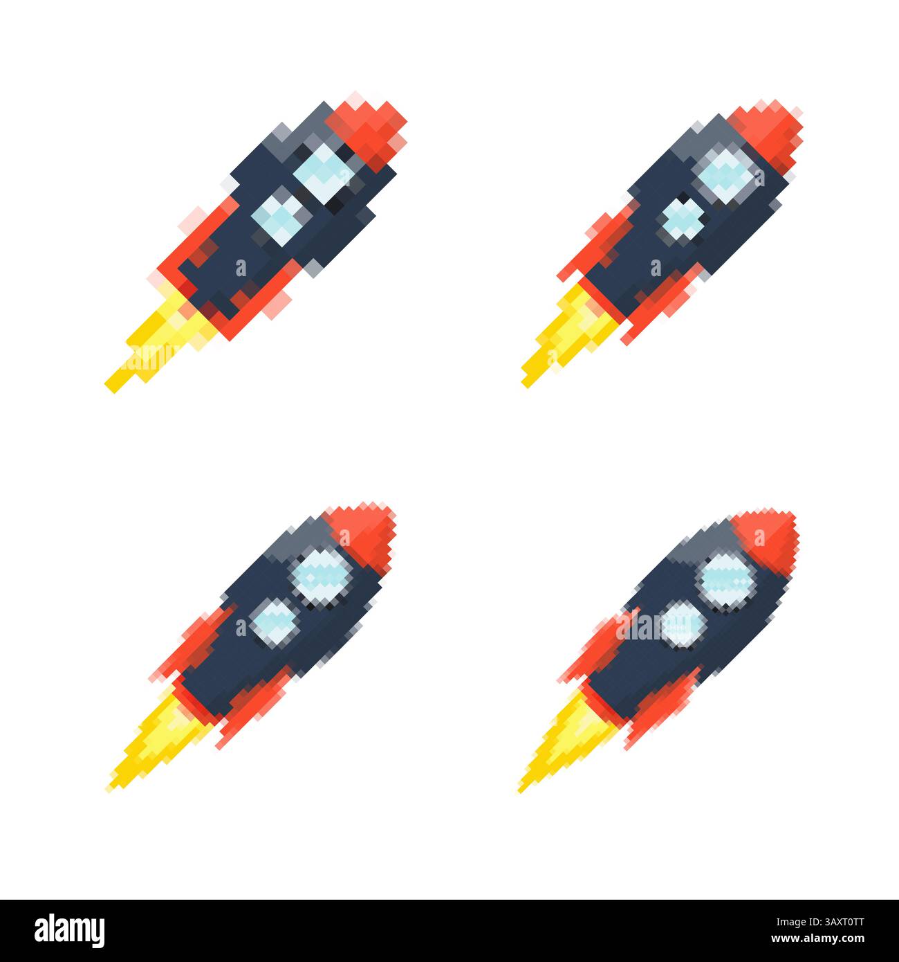 Pixel art rocket with fiery trails, retro games, space-themed designs ...