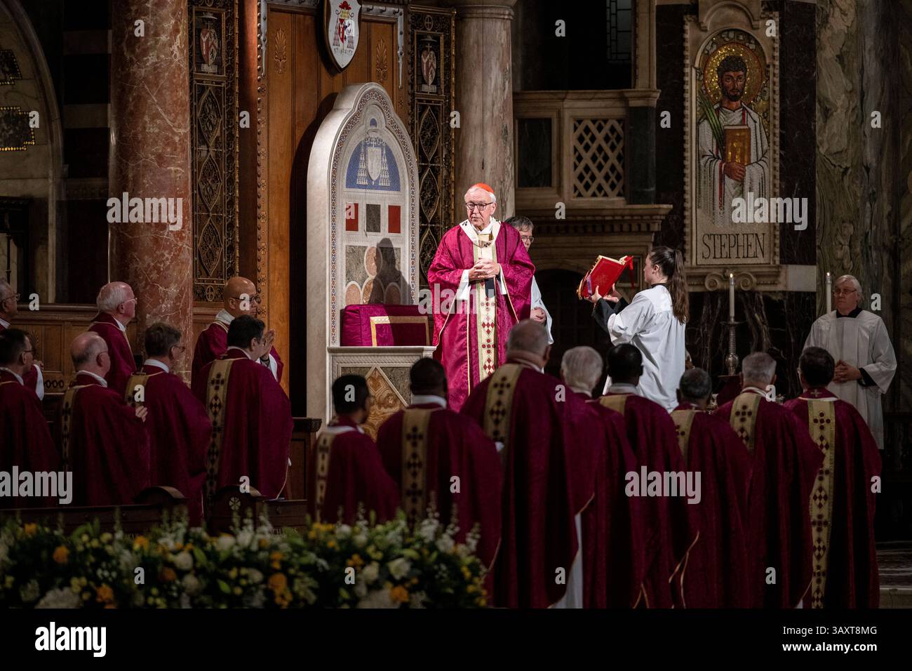 London, UK. 21 April 2025. People attend a Requiem Mass celebrated by ...