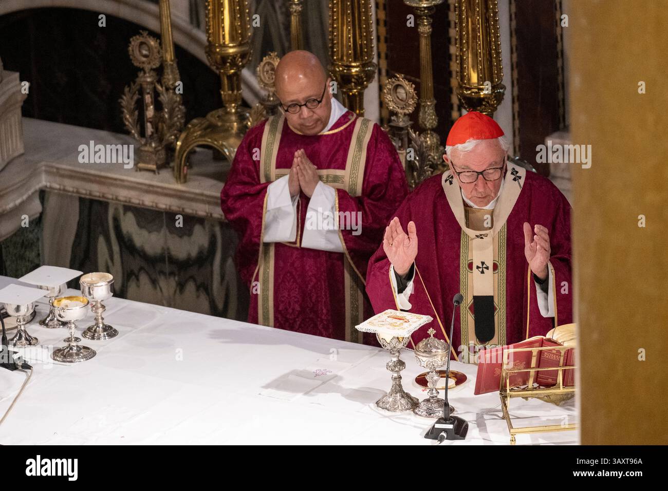London, UK. 21 April 2025. People attend a Requiem Mass celebrated by ...