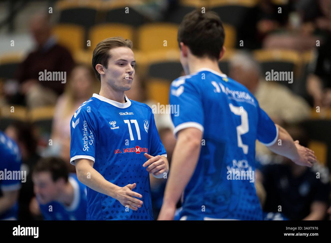 Lund, Sverige. 21st Apr, 2025. 250421 H43s William Vranjes jublar under ...