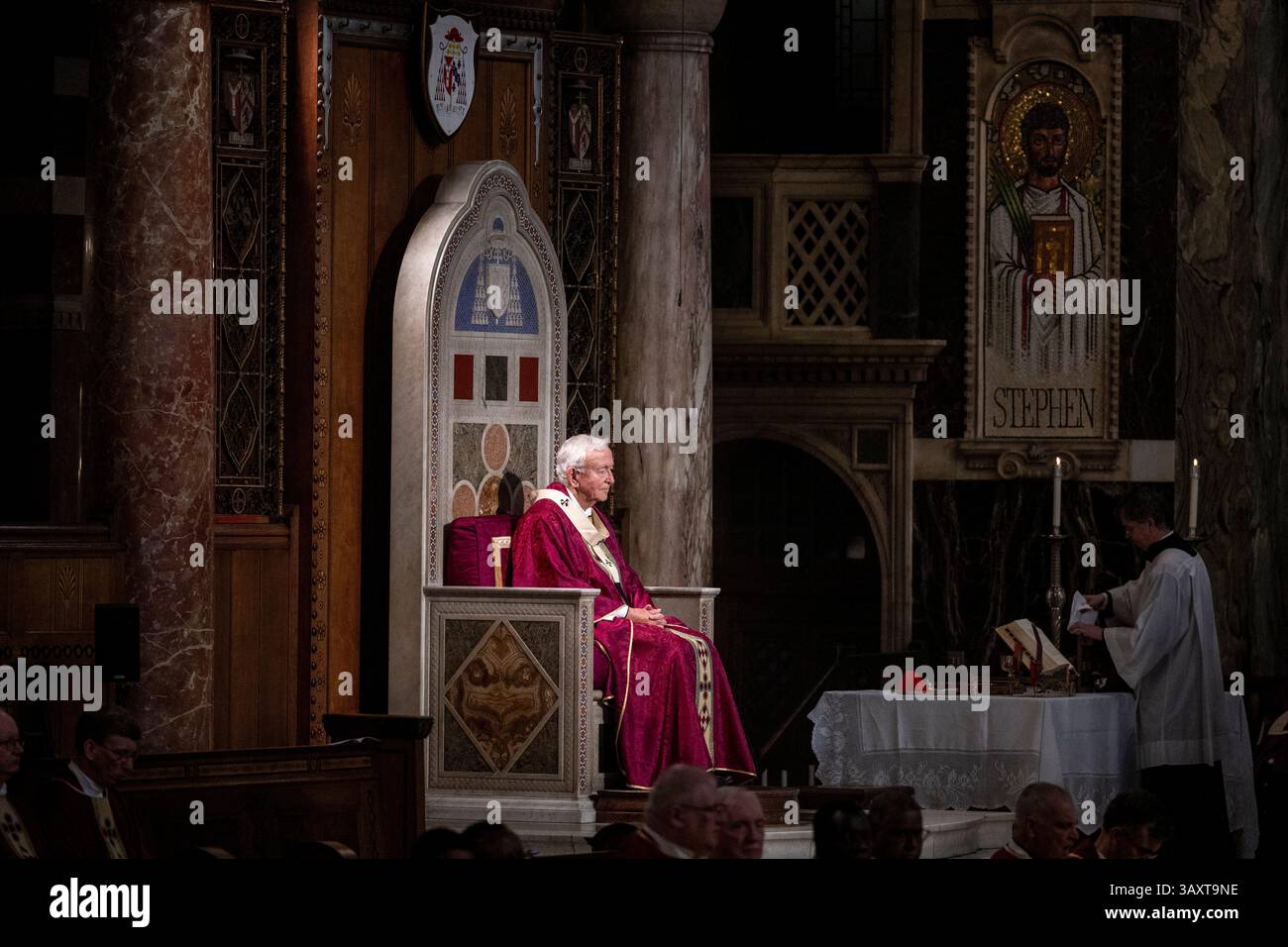 London, UK. 21 April 2025. People attend a Requiem Mass celebrated by ...