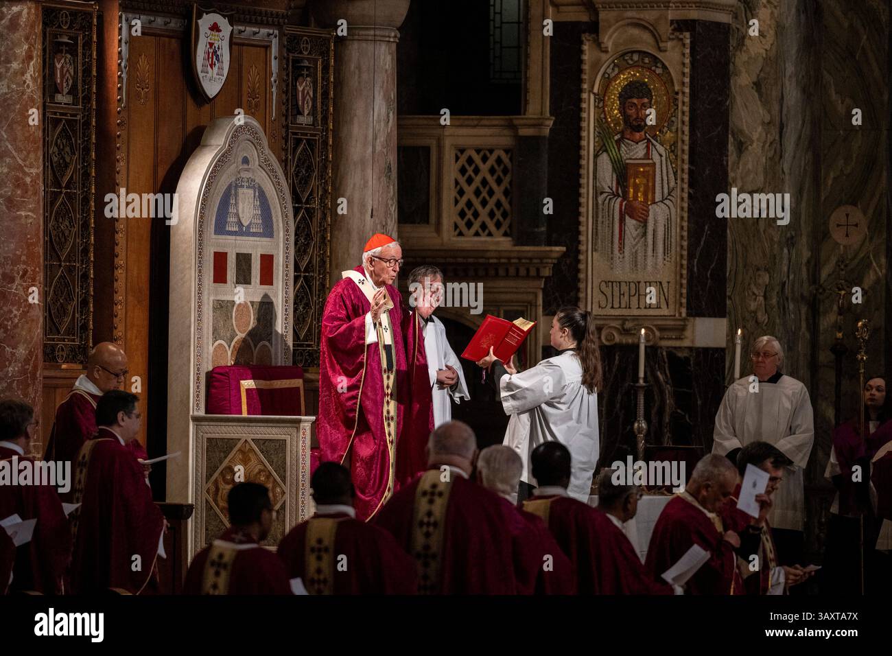 London, UK. 21 April 2025. People attend a Requiem Mass celebrated by ...