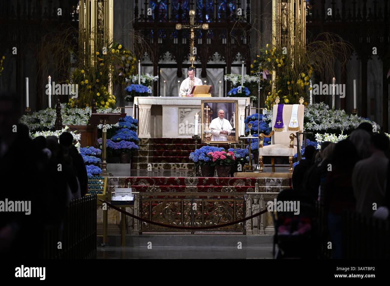 New York, USA. 21st Apr, 2025. Leading a late afternoon mass, Father ...