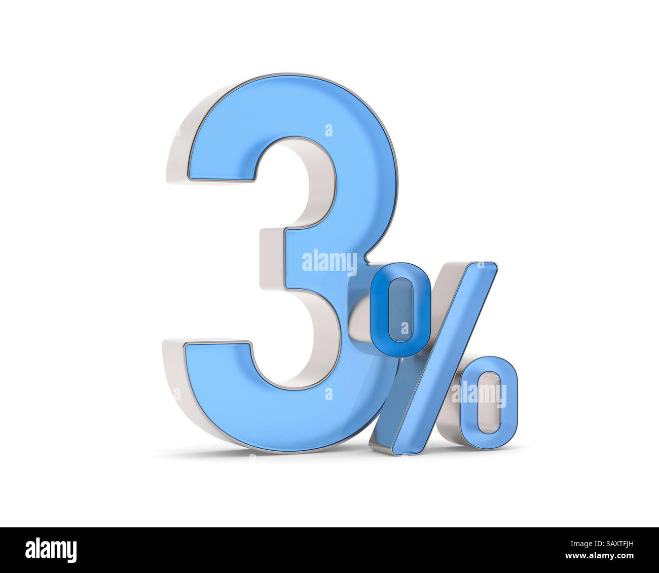 Three percent on white background. Isolated 3D illustration Stock Photo ...