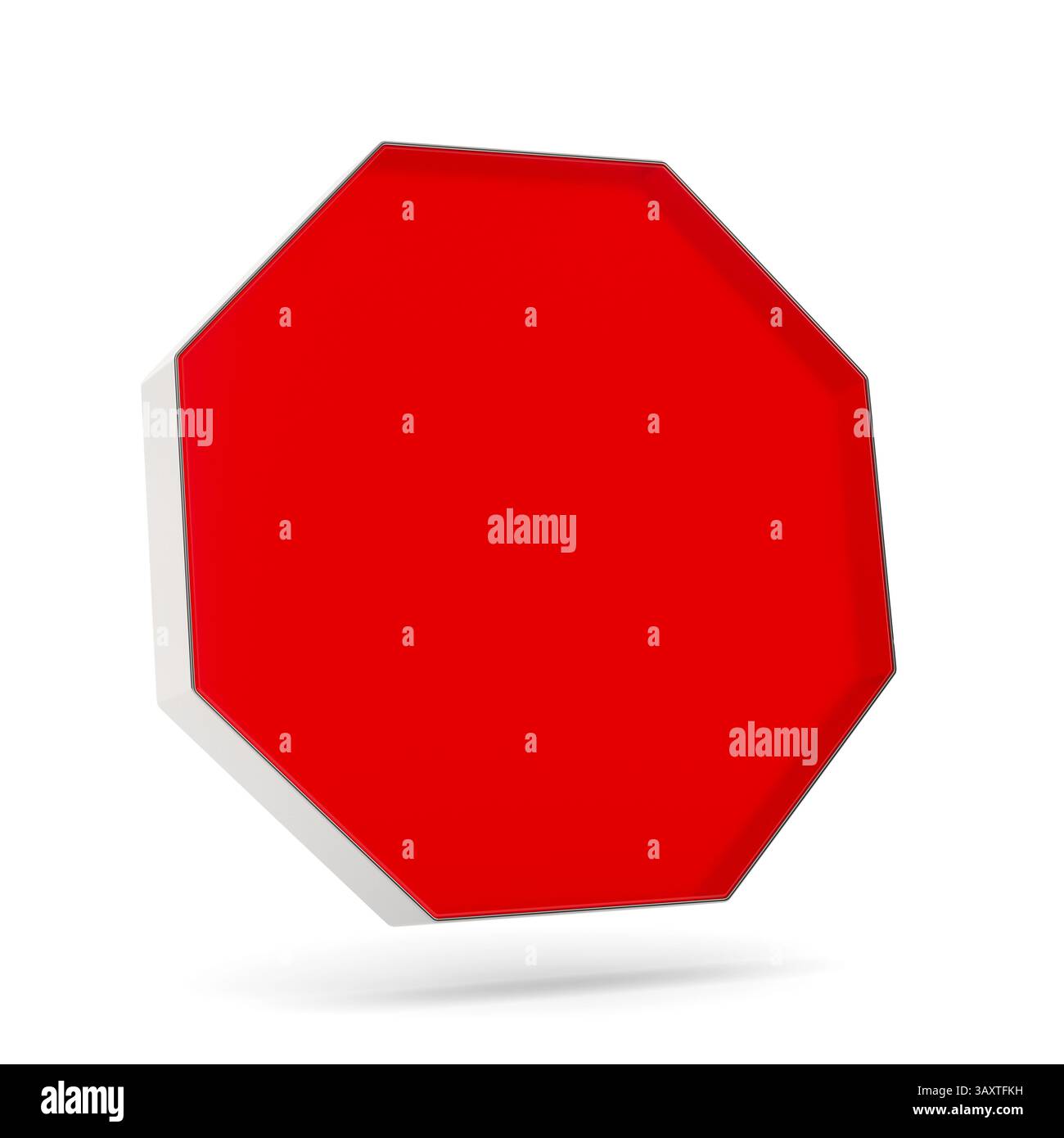 Red octagon on white background. Isolated 3D illustration Stock Photo ...