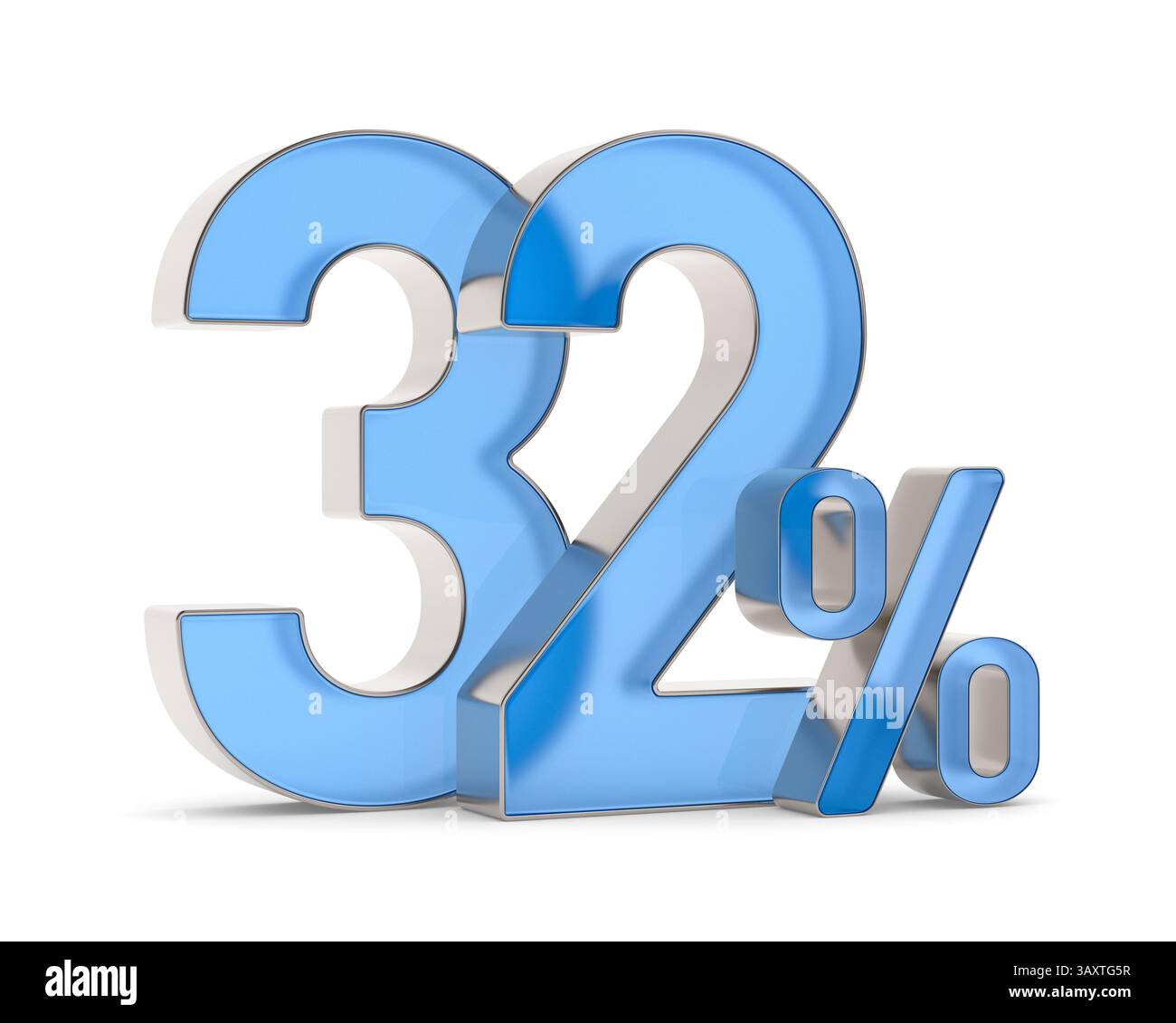 Thirty two percent on white background. Isolated 3D illustration Stock ...