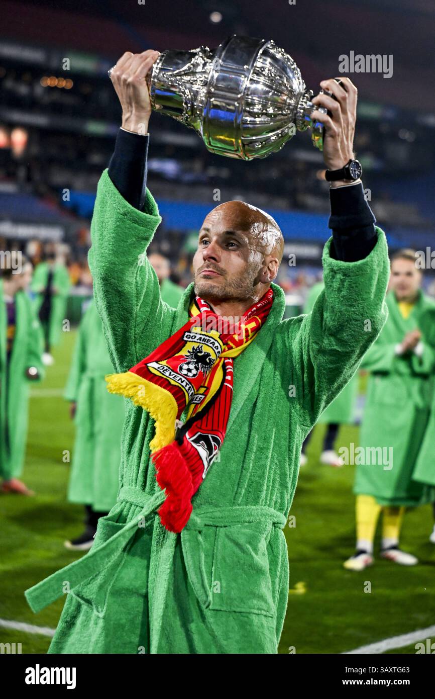 ROTTERDAM - Go Ahead Eagles coach Paul Simonis celebrates winning the ...