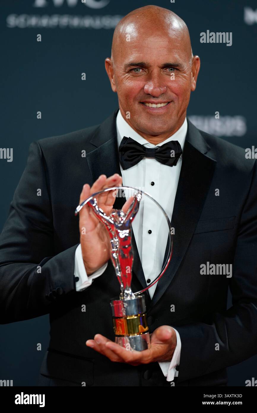 US surfer Kelly Slater receives the Laureus Lifetime Achievement Award ...