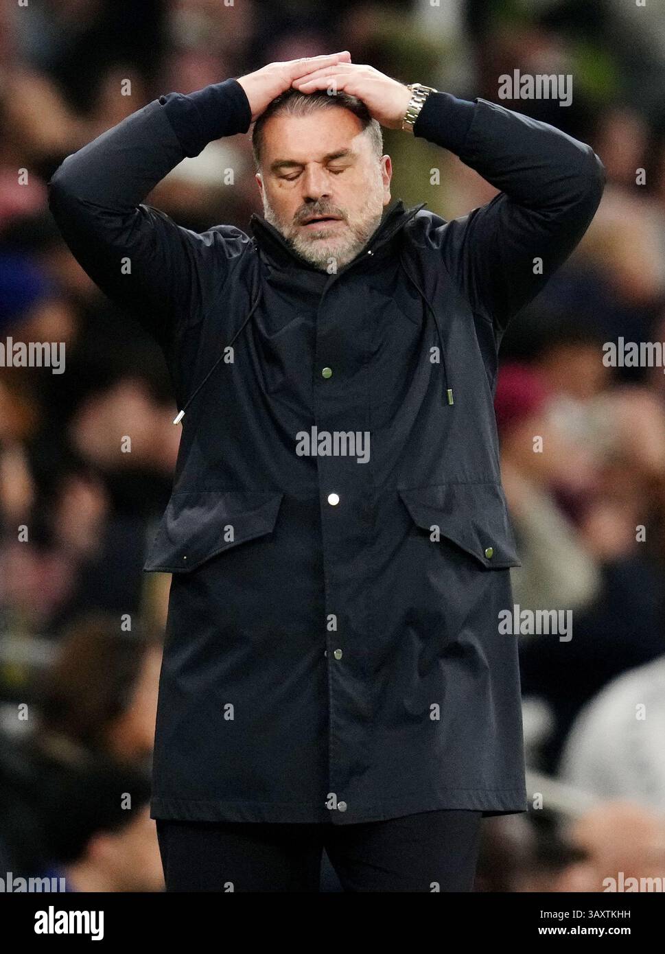Tottenham Hotspur manager Ange Postecoglou reacts on the touchline ...