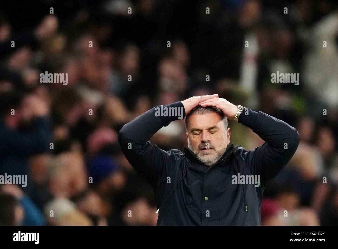 Tottenham Hotspur manager Ange Postecoglou reacts on the touchline ...