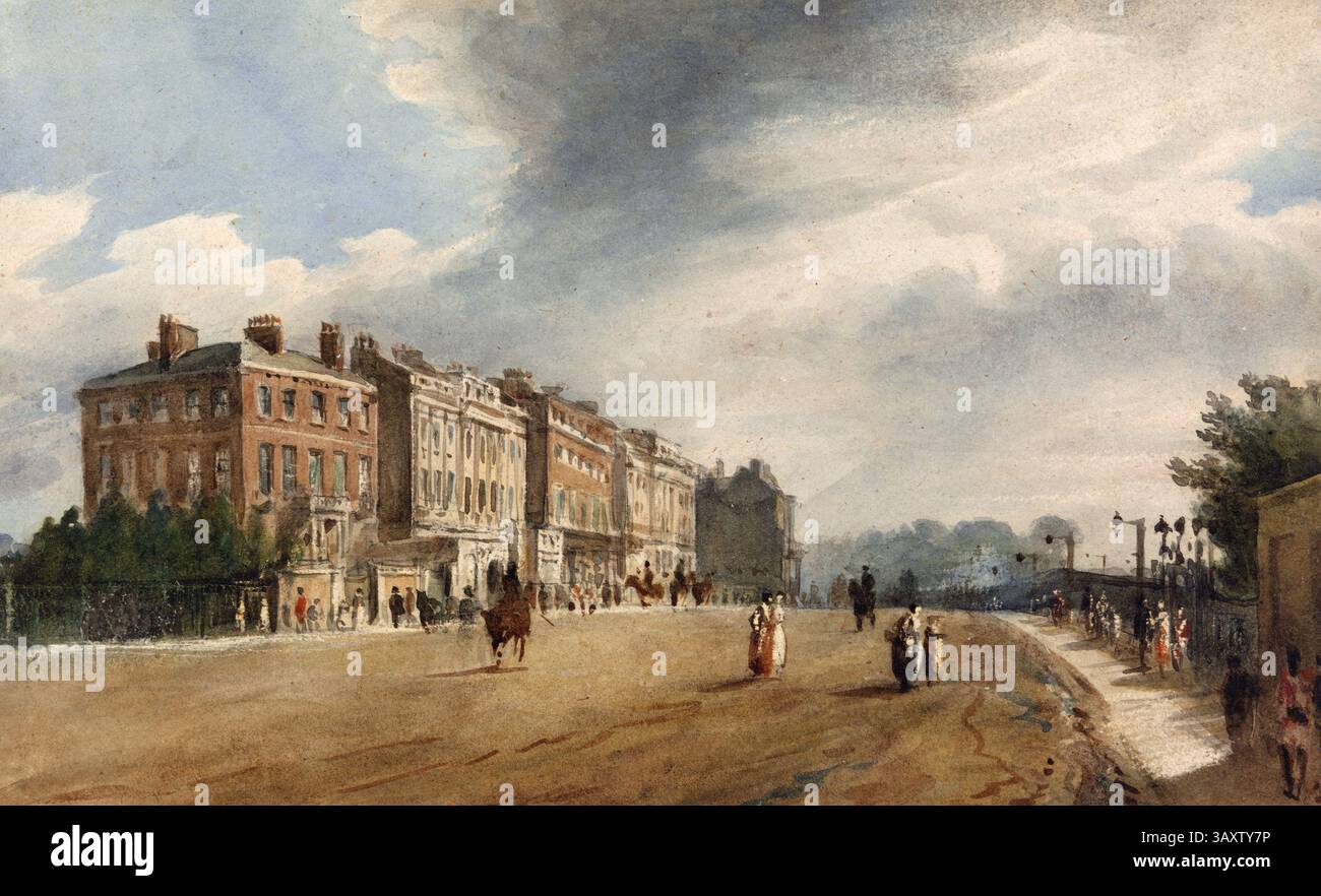 A painting of Aspley house and Piccadilly from Hyde Park corner London ...